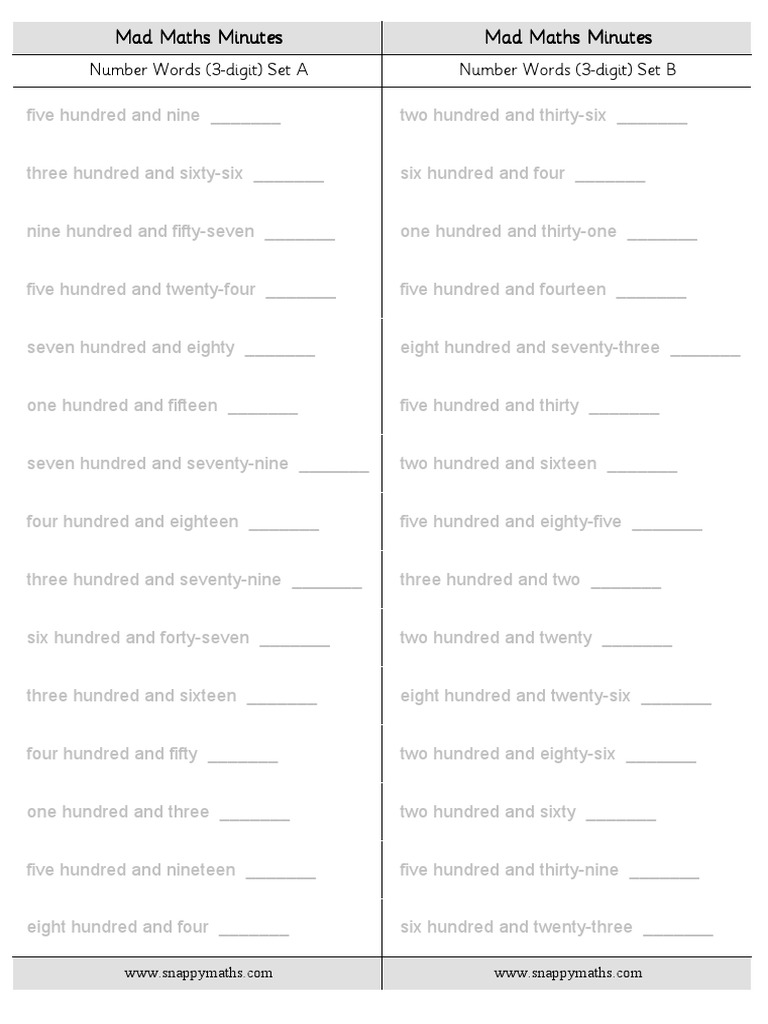 Mad Maths Minutes Mad Maths Minutes Mad Maths Minutes Mad Maths Minutes ...