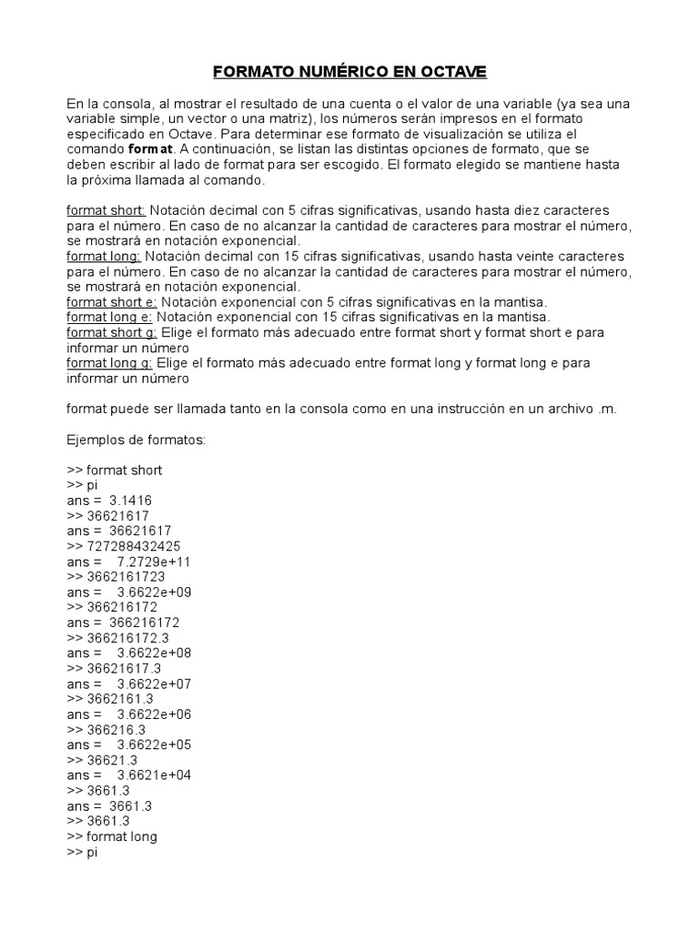Formato y Plot en Octave | PDF | Sistema de coordenadas Cartesianas | Pi