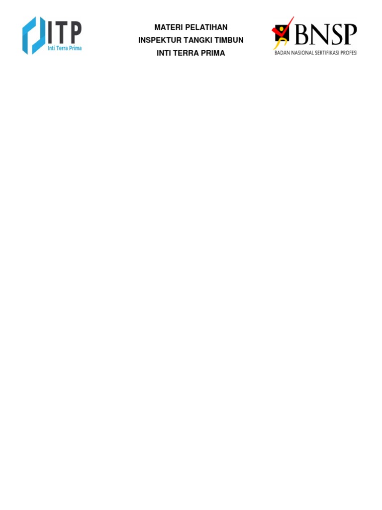 Materi Pelatihan Inspektur Tangki Timbun Inti Terra Prima | PDF