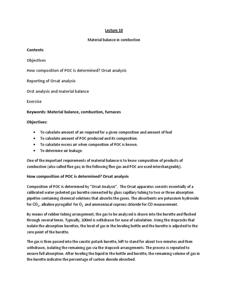 Objectives How Composition of POC Is Determined? Orsat Analysis ...