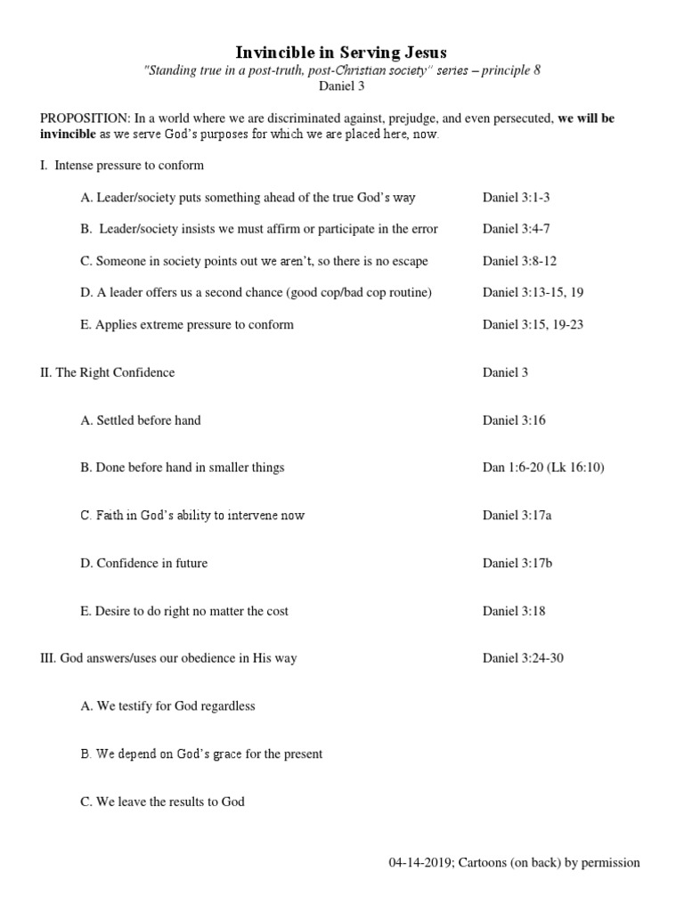 2019 - 4-14 - Overcoming 8 - Invincible in Serving Jesus Outline | PDF