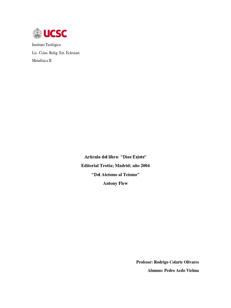 Conversión de Antony Flew al Teísmo | PDF | Metafísica | Religión y ...