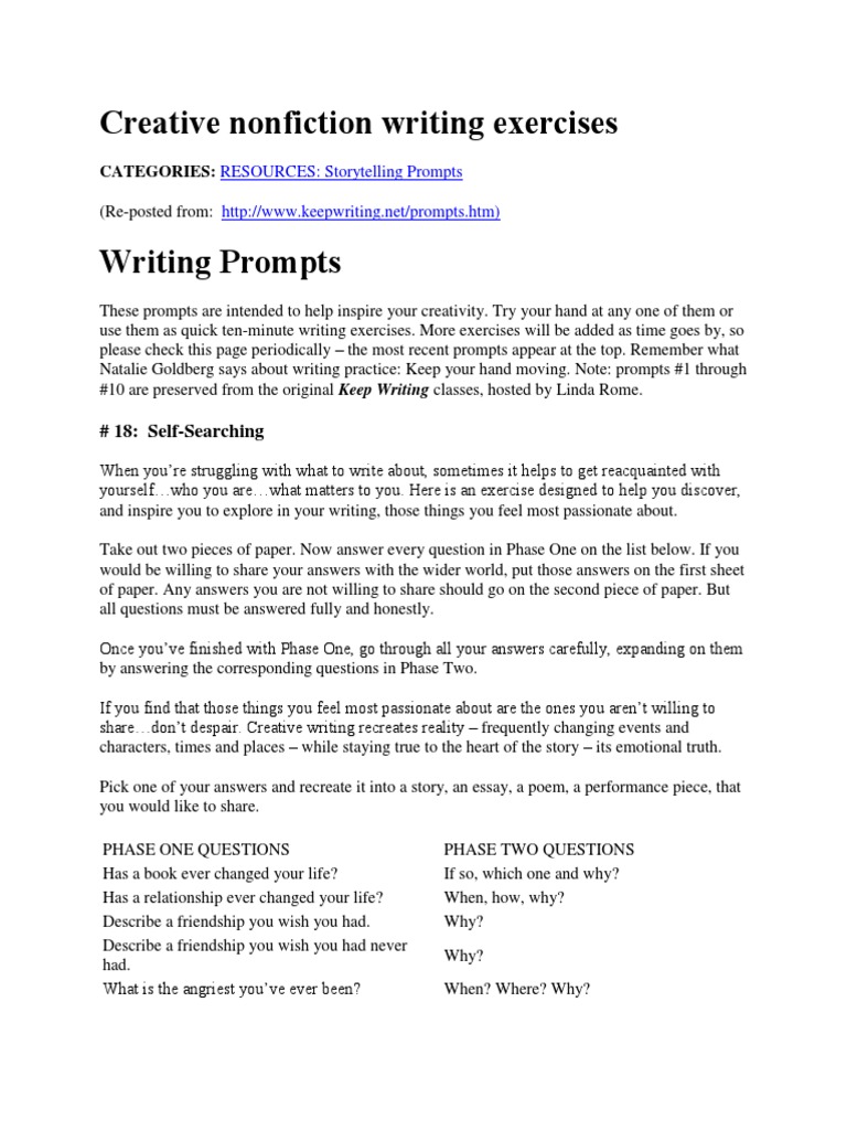 Creative Nonfiction Writing Exercises | PDF | Narrative | Poetry