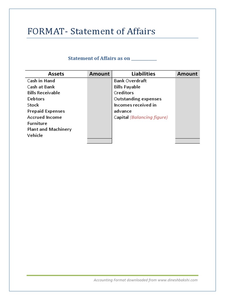 FORMAT Statement of Affairs PDF | PDF