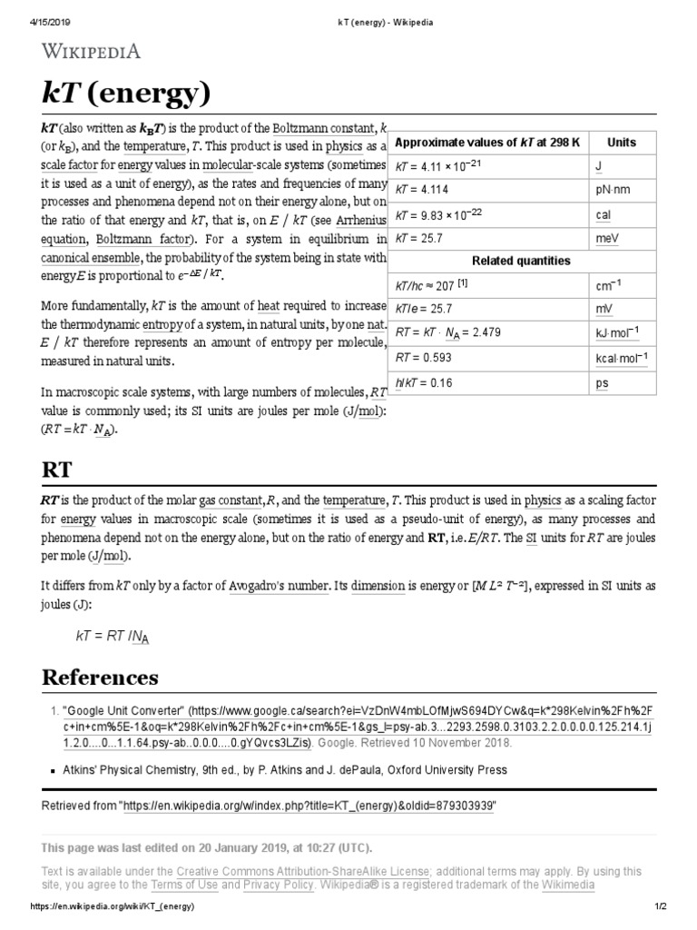 KT (Energy) | PDF | Temperature | Entropy
