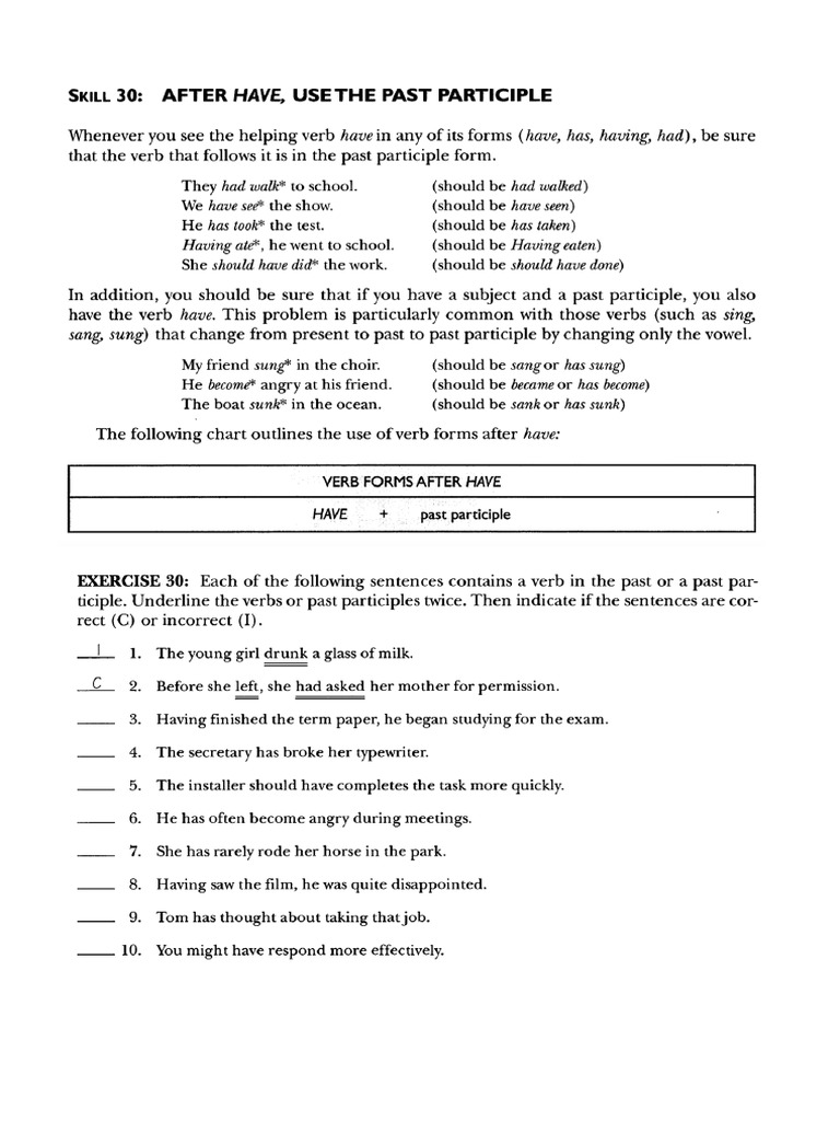 After Have Use Past Participle | PDF