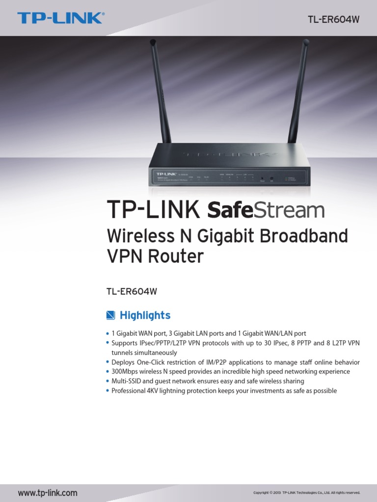 Tp-Link: Wireless N Gigabit Broadband VPN Router | PDF | Virtual Private Network | Computer Network