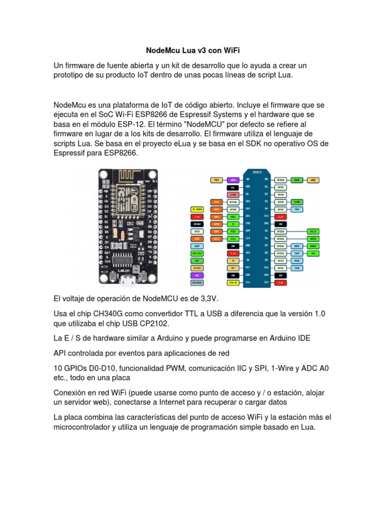 NodeMcu Lua v3 Con WiFi | PDF | Arduino | USB