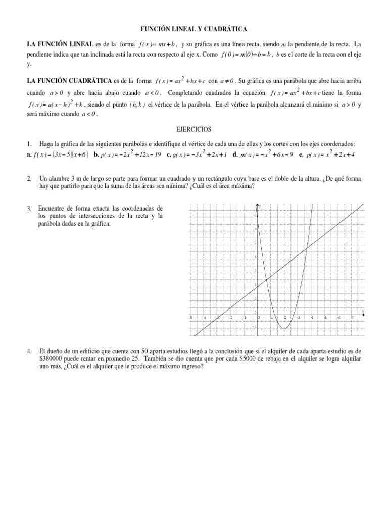 Función Lineal y Cuadratica | PDF