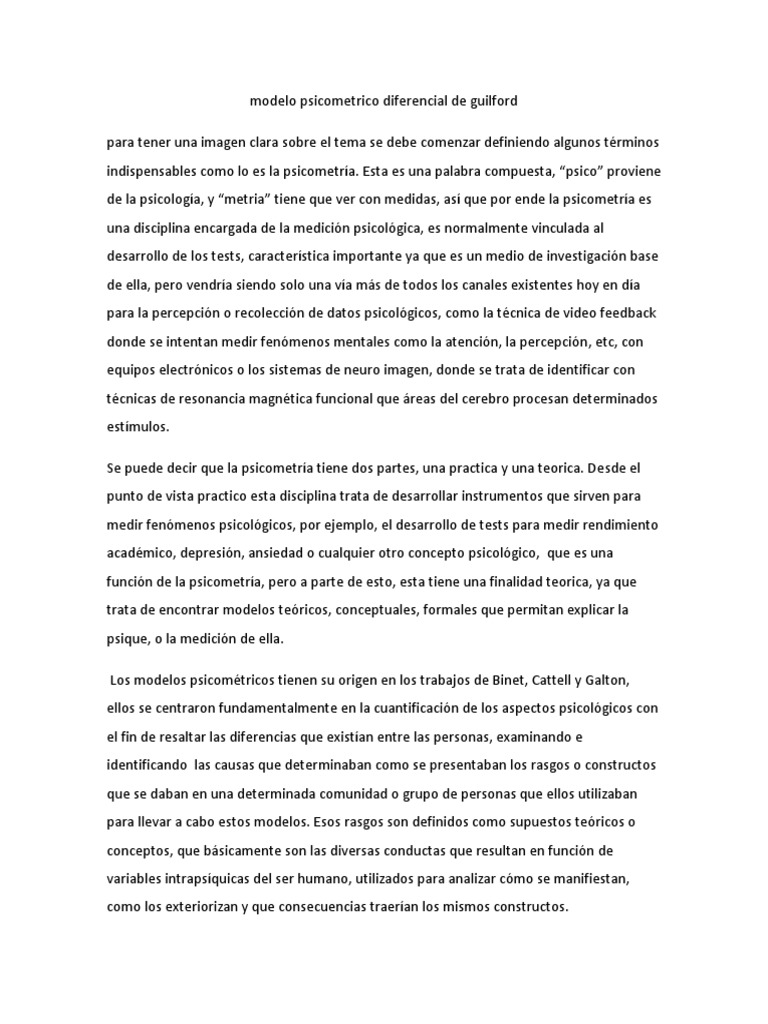 Modelo Psicometrico Diferencial de Guilford | PDF | Creatividad ...