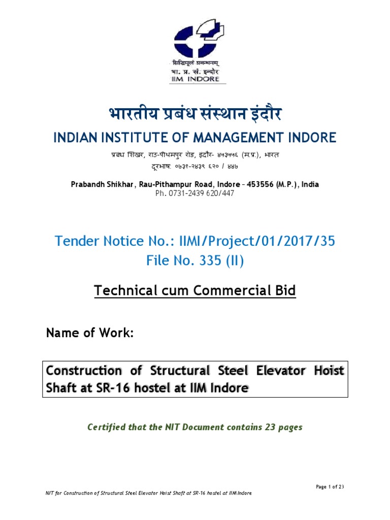 IIM Indore Elevator Hoist Shaft Tender | PDF | Banks | Indemnity