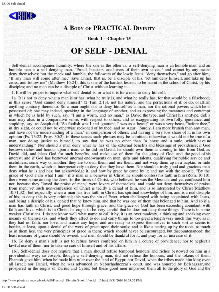 Of Self - Denial: AB Practical D | Grace In Christianity | Jesus