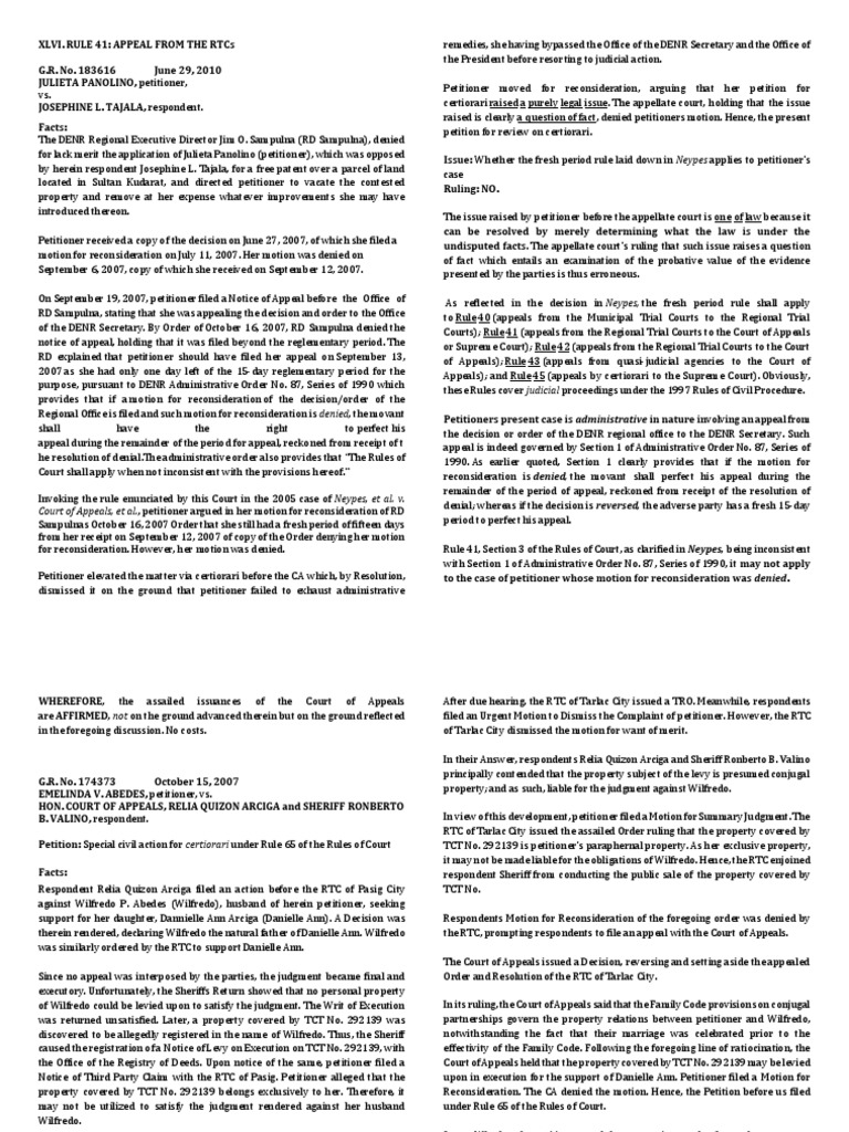 RULE 41 Cases - Monton | PDF | Judgment (Law) | Certiorari