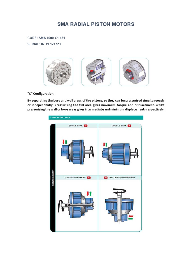 Sma Radial Piston Motors: CODE: SMA 1600 C1 131 SERIAL: 07 19 121723 | PDF