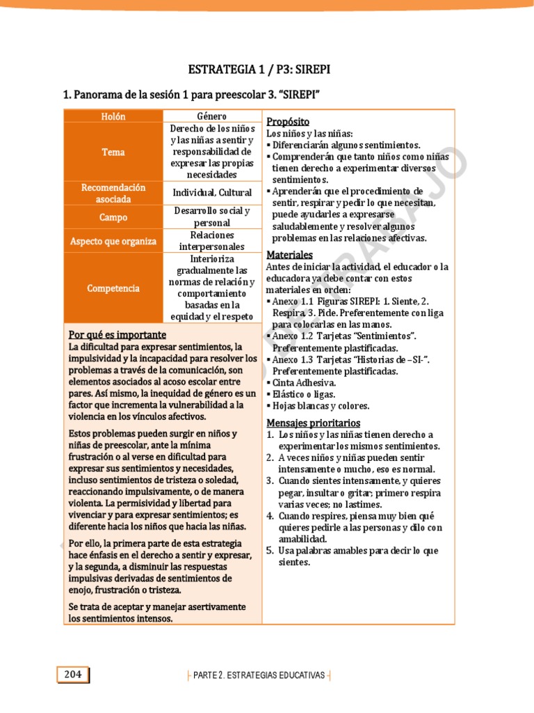 PLAN - SIREPI - Siente, Respira y Pide | PDF | Educación de la primera ...
