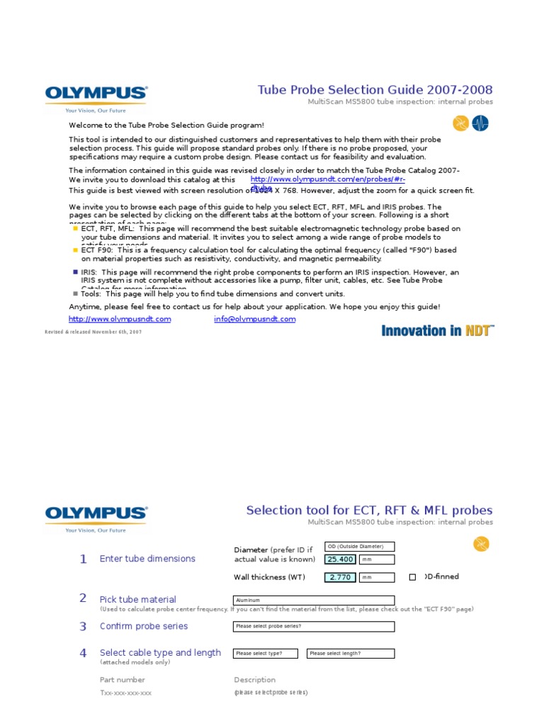 Tube Probe Selection Guide 2007-2008: Dtube | PDF | Electromagnetism ...