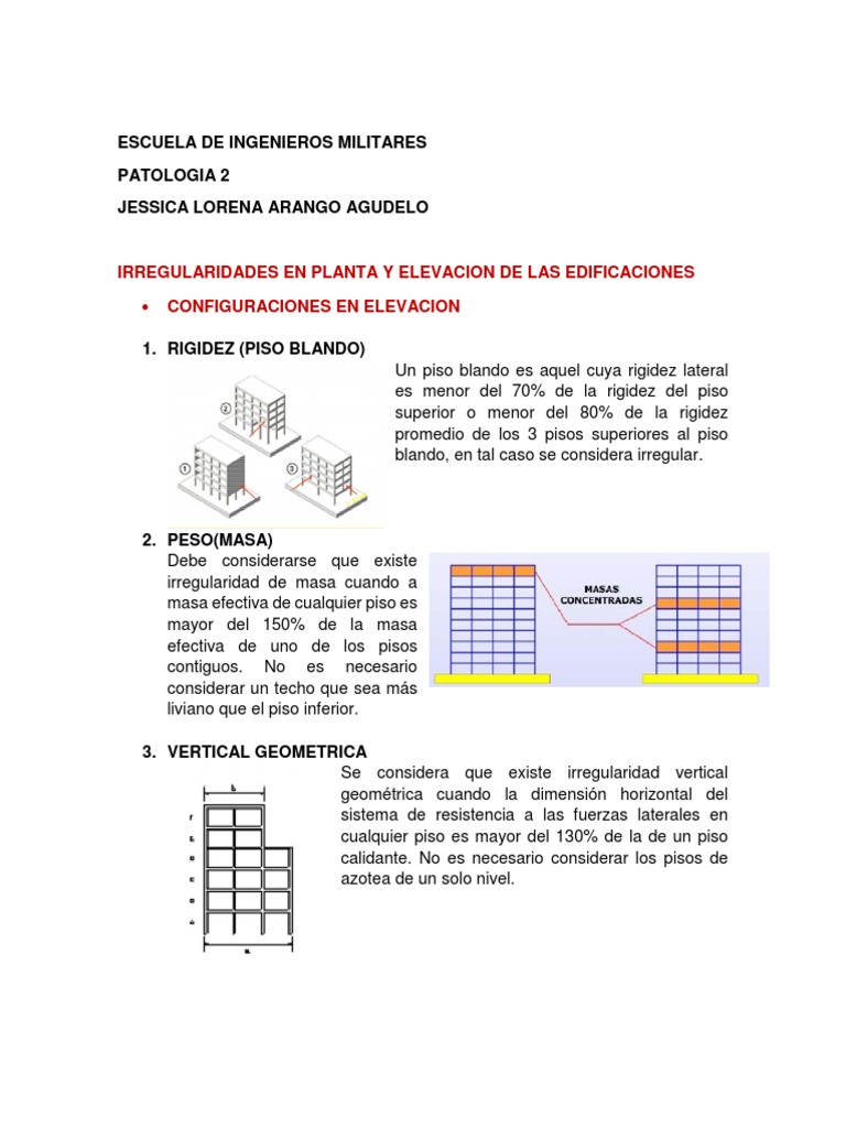 Análisis de irregularidades estructurales y tipos de apoyos en edificaciones | PDF | Rigidez ...