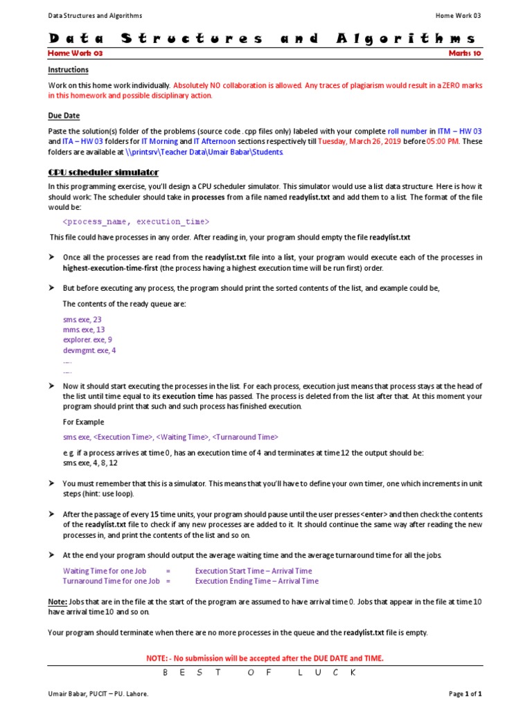 03 Home Work - CPU Scheduler Simulator | PDF | Scheduling (Computing ...
