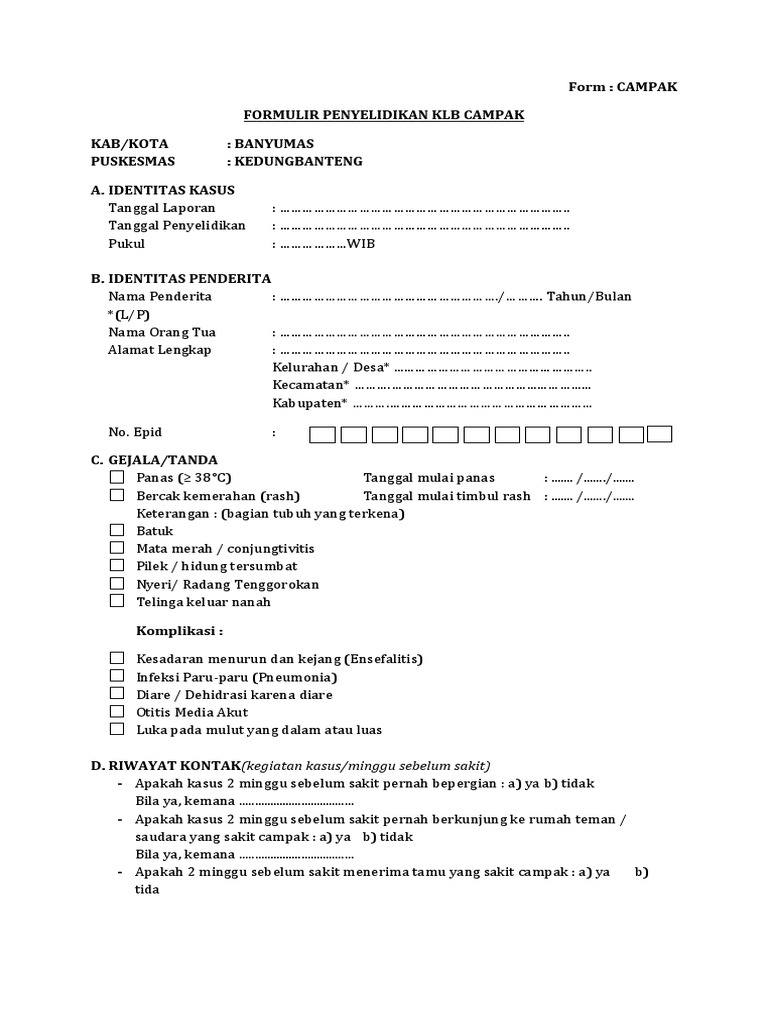 Form Campak | PDF