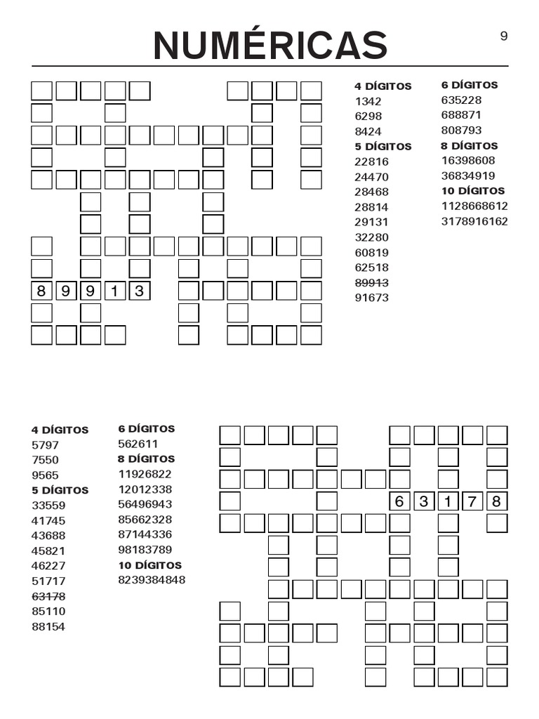 33 Cruzadas Numéricas para Imprimir | PDF