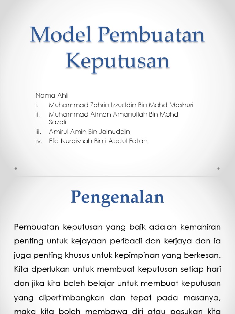 Model Pembuatan Keputusan Pdf