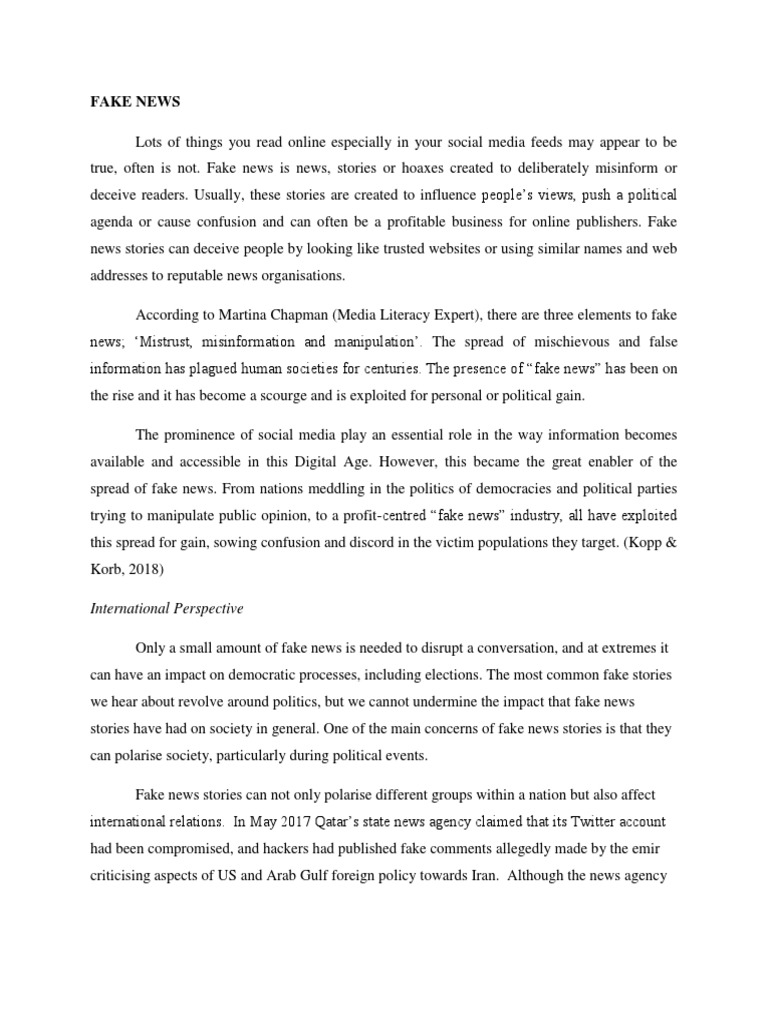 Fake News Advocacy Proposal | PDF | News | Social Media