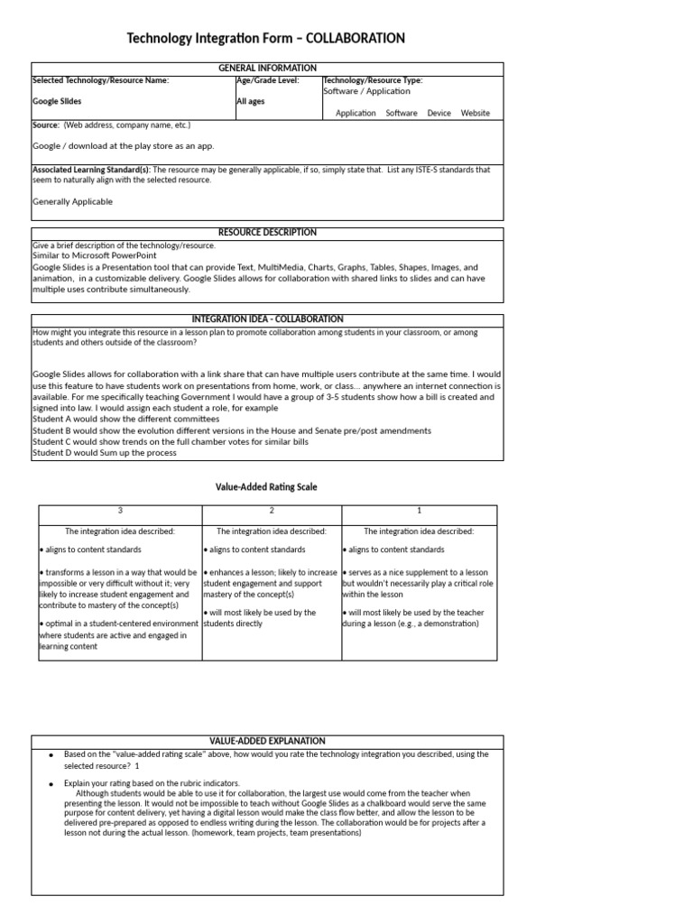 Technology Integration Template-Collaboration Xid-105301505 1 | PDF ...