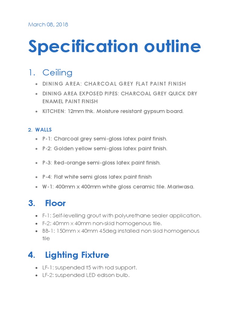 Specification Outline - Kuya Wing | PDF | Economic Sectors ...
