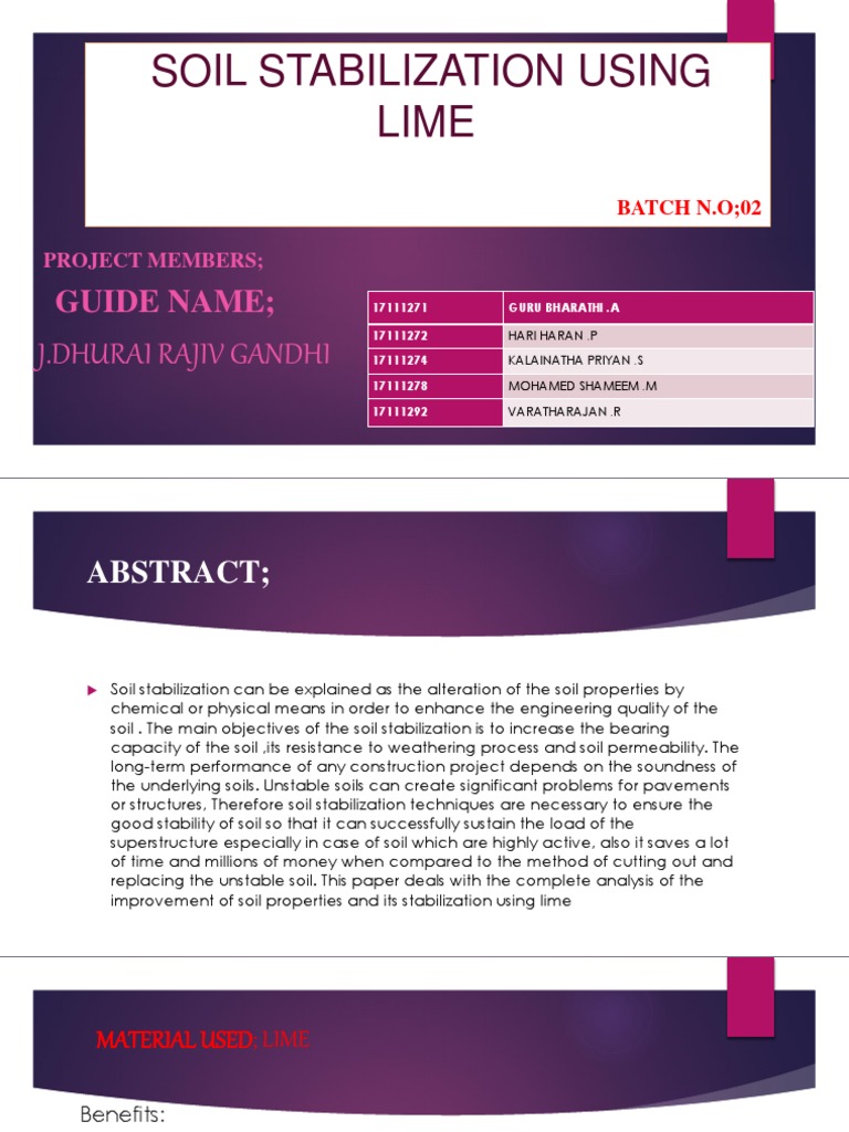 Soil Stabilization Using Lime: Guide Name | PDF