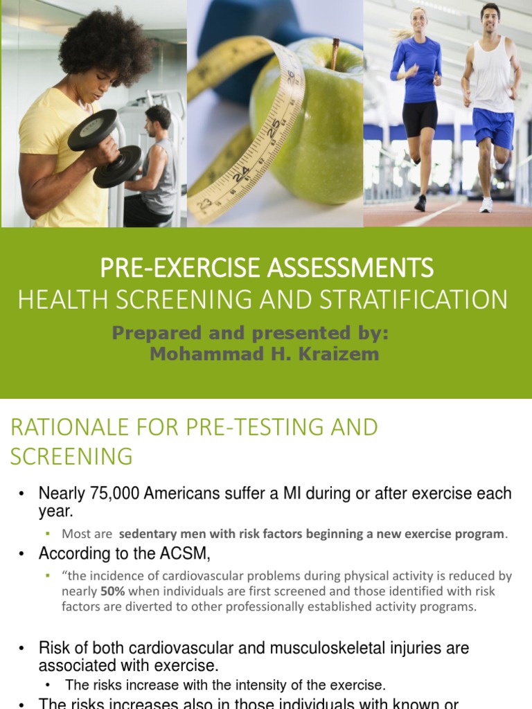 Pre-Exercise Assessments Health Screening and Stratification | PDF ...