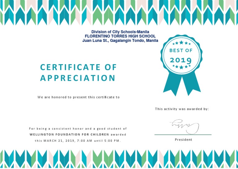 Student Certificate of Appreciation | PDF