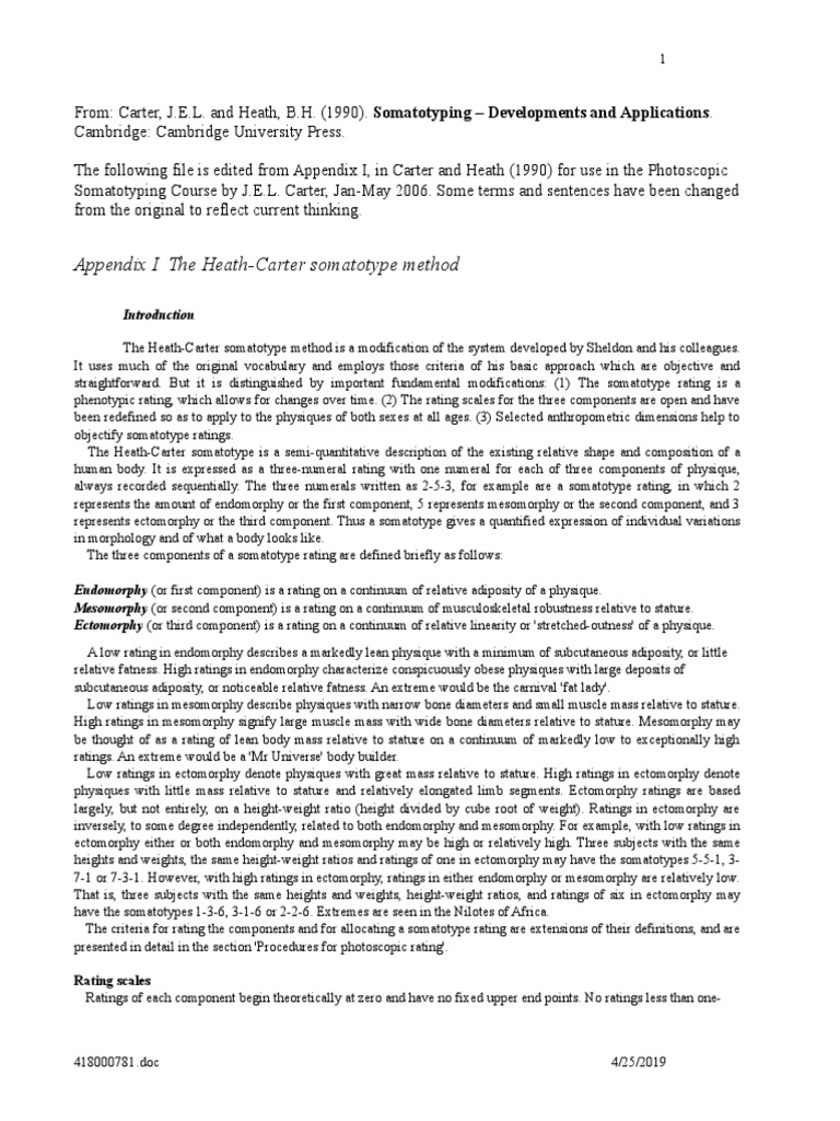 Kinanthropometry Methods Carter | PDF | Lens (Optics) | Camera