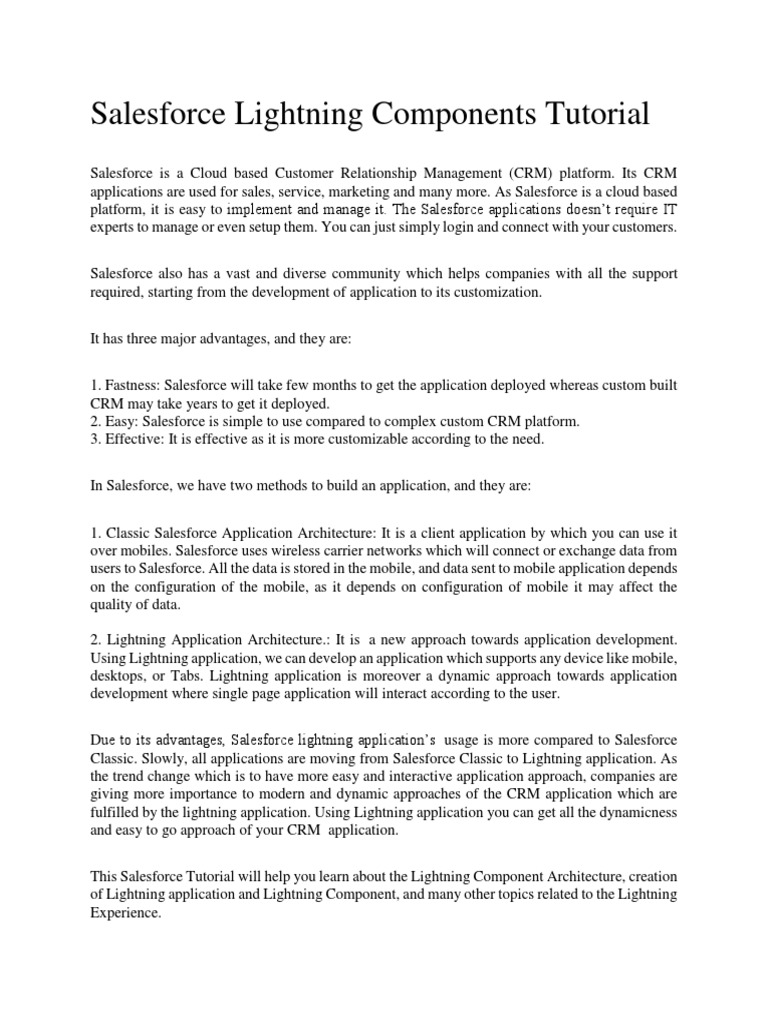 Salesforce Lightning Components Tutorial | PDF | Salesforce.Com | Java Script