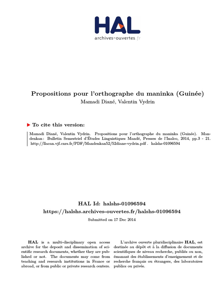 2014orthographe Maninka PDF | PDF | Syllabe | Verbe
