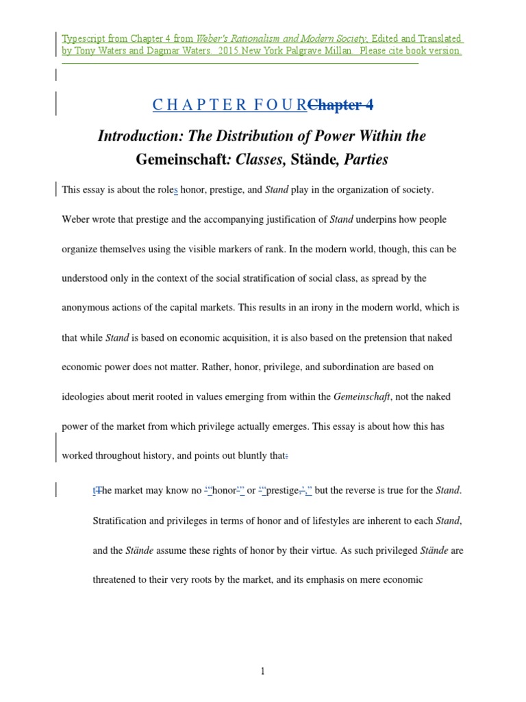 Classes Staende Parties by Max Weber Tra | PDF | Max Weber | Social ...