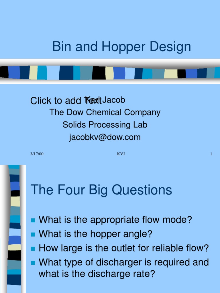 Bin and Hopper Design Lecture | PDF | Stress (Mechanics) | Friction