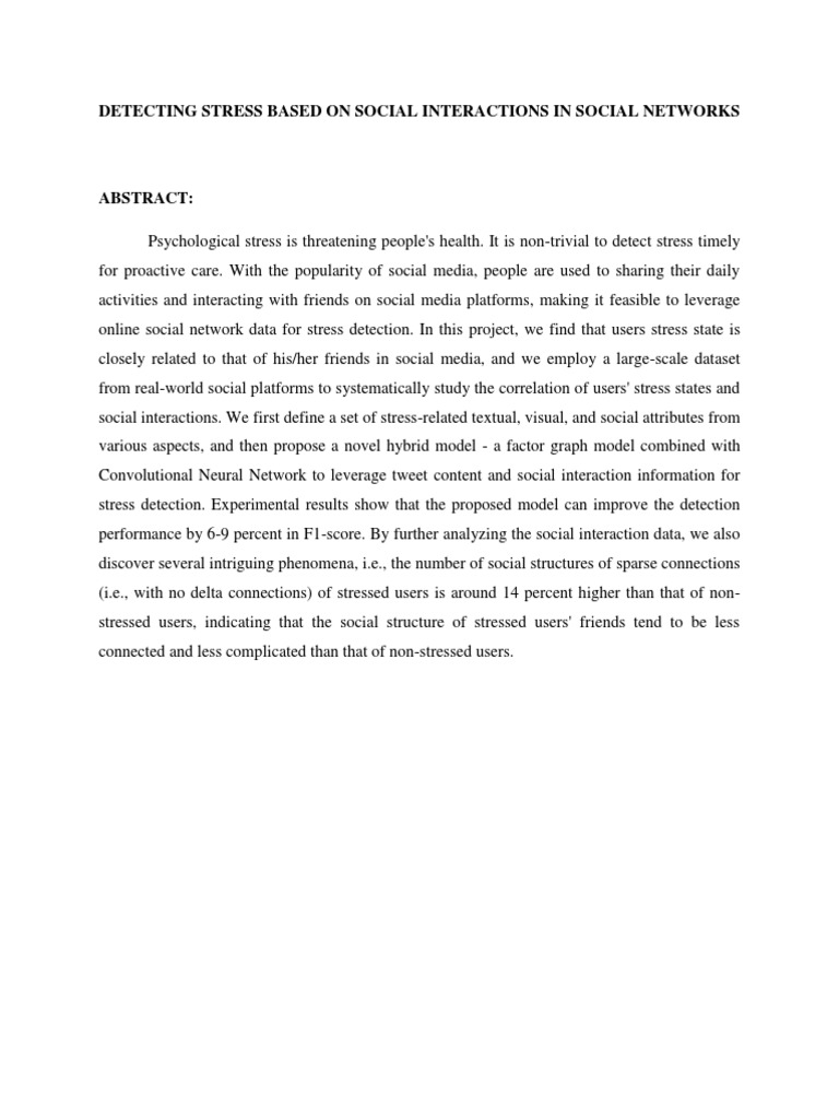Detecting Stress from Social Interactions | PDF | Social Media ...