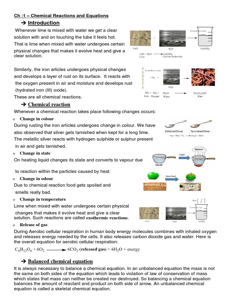 Introduction: Ch:1 - Chemical Reactions and Equations | PDF | Chemical ...