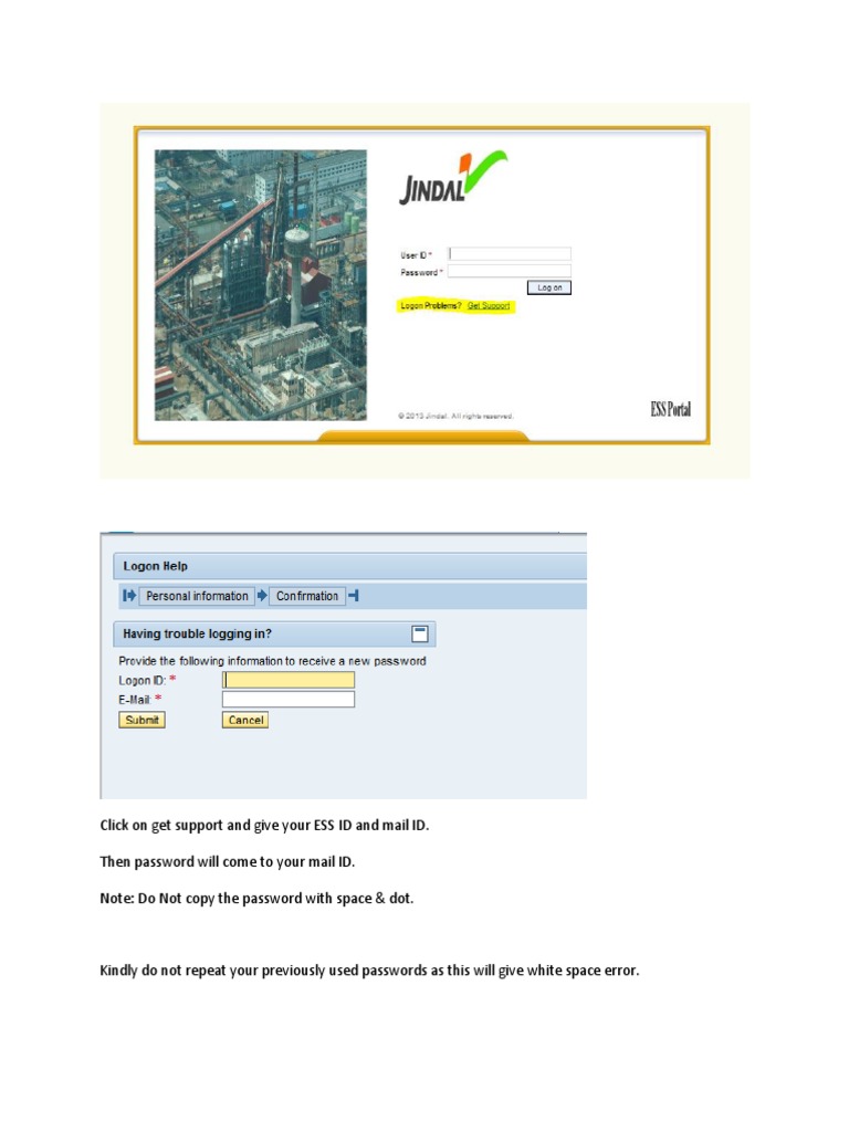 ESS Password Reset Document | PDF