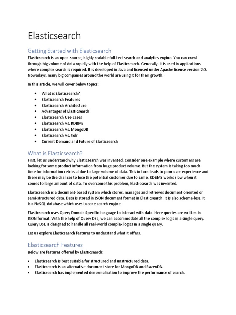 Elasticsearch: Getting Started With Elasticsearch | PDF | Database Index | Computer Cluster