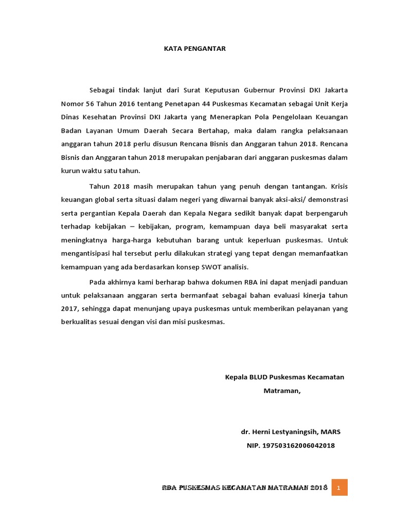 BLUD RBA Puskesmas Matraman | PDF