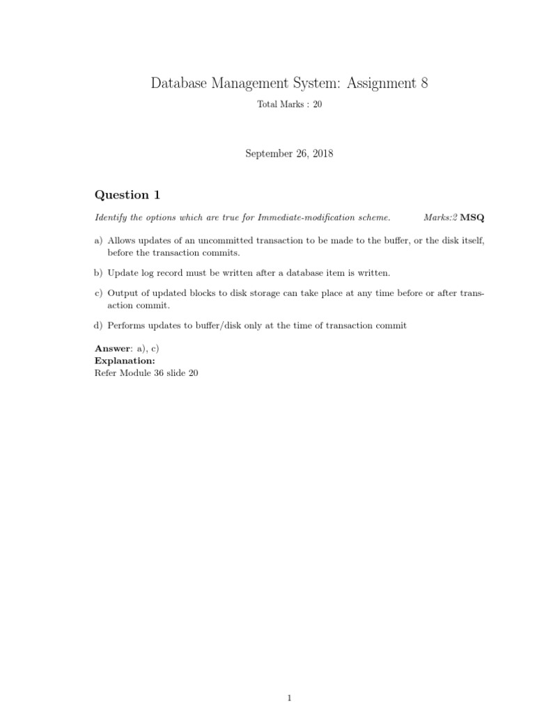 Week-8 Assignment8 DBMS | Download Free PDF | Database Index | Database Transaction