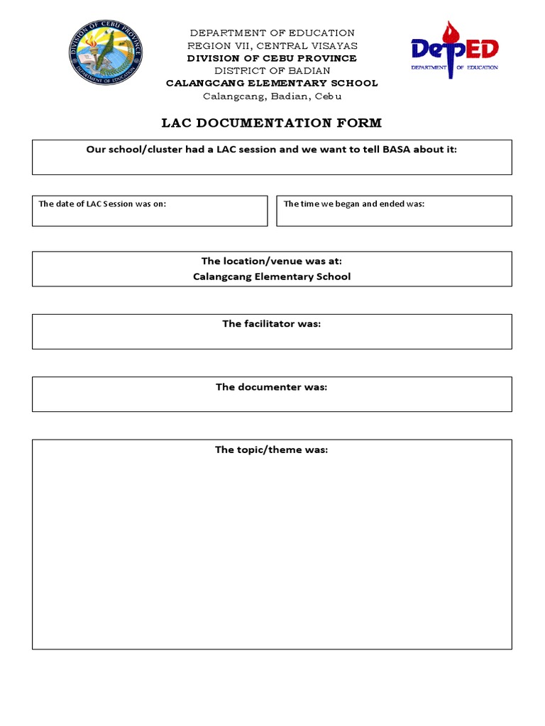 LAC Documentation Form | PDF