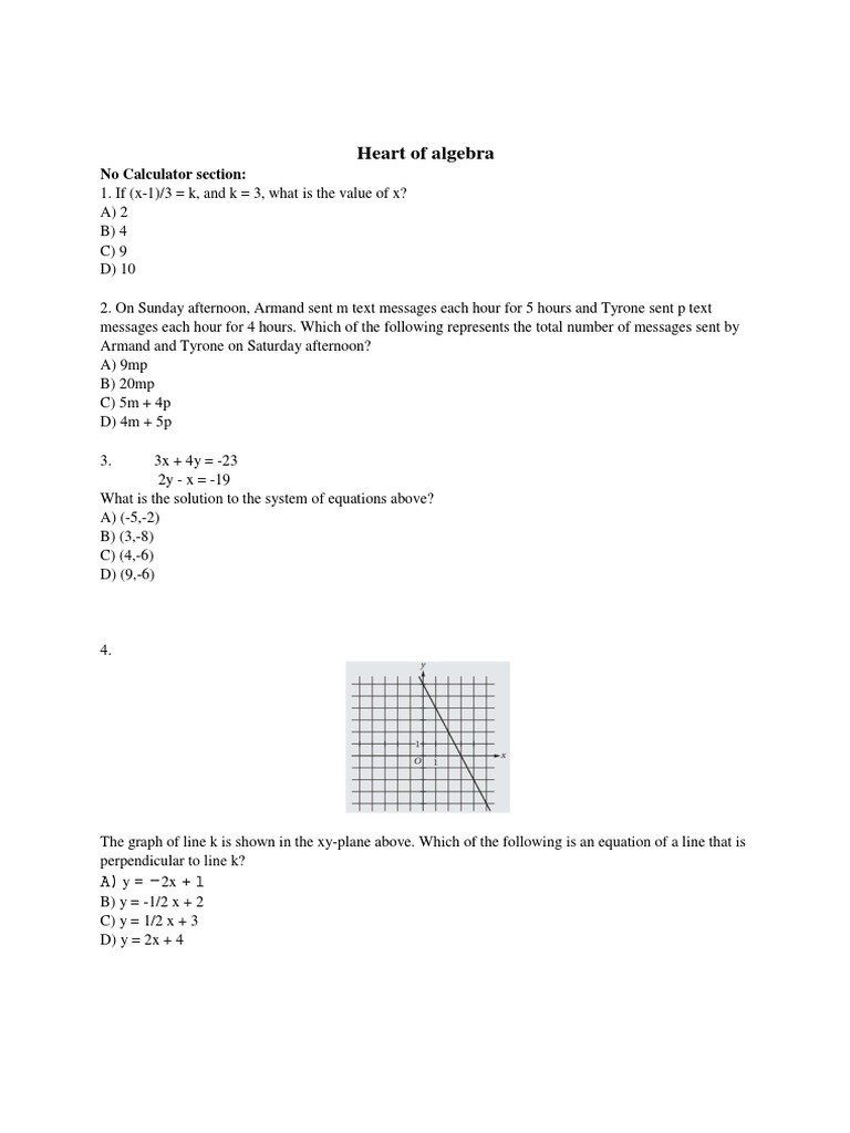 SAT Math - Heart of Algebra | PDF | Pressure | Interest