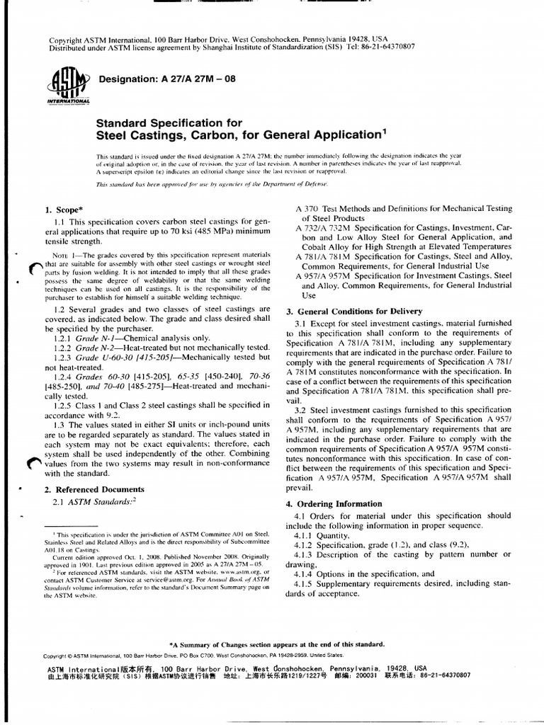 Astm A27 A27m-08 | PDF