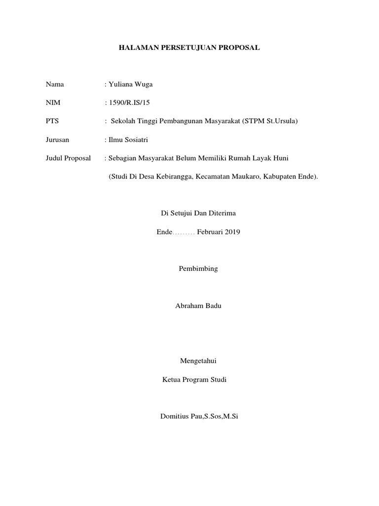 Halaman Persetujuan Proposal | PDF