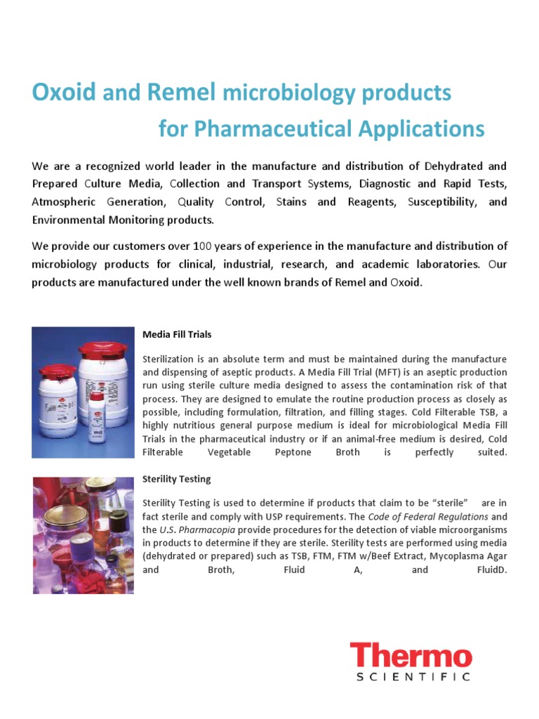 Oxoid and Remel Microbiology Products For Pharmaceutical Applications ...