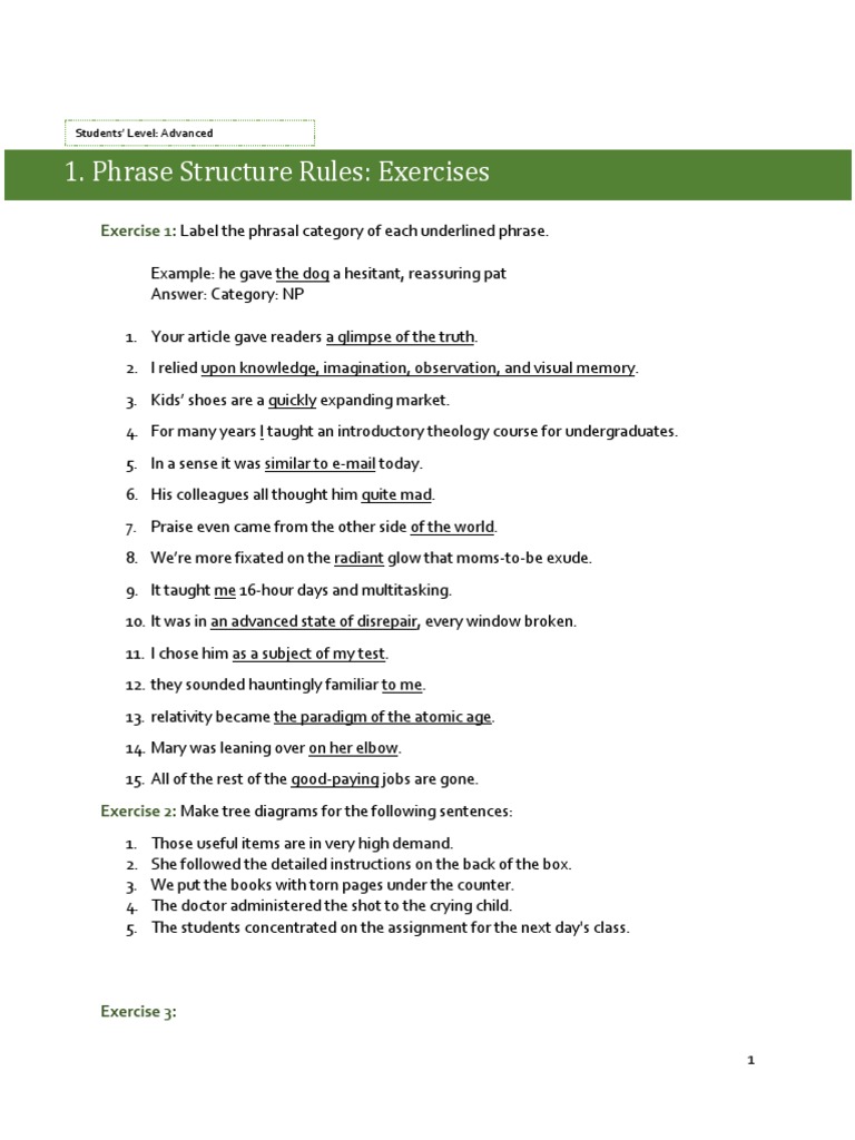 Advanced English Grammar Exercises | PDF | Perfect (Grammar) | Phrase