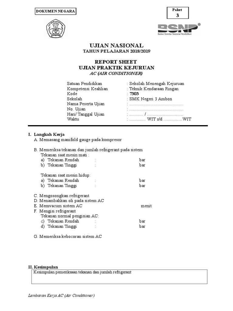 Laporan Ujian Praktik AC 2019 | PDF