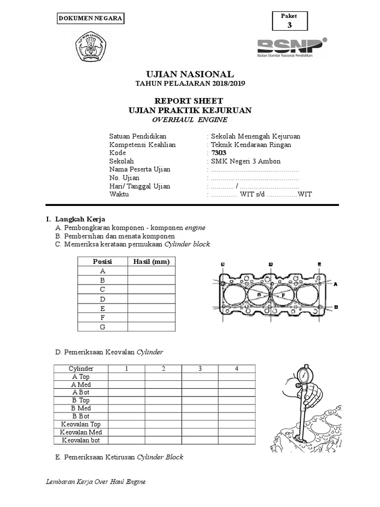 Engine Overhaul Practical Report | PDF | Piston | Cylinder (Engine)